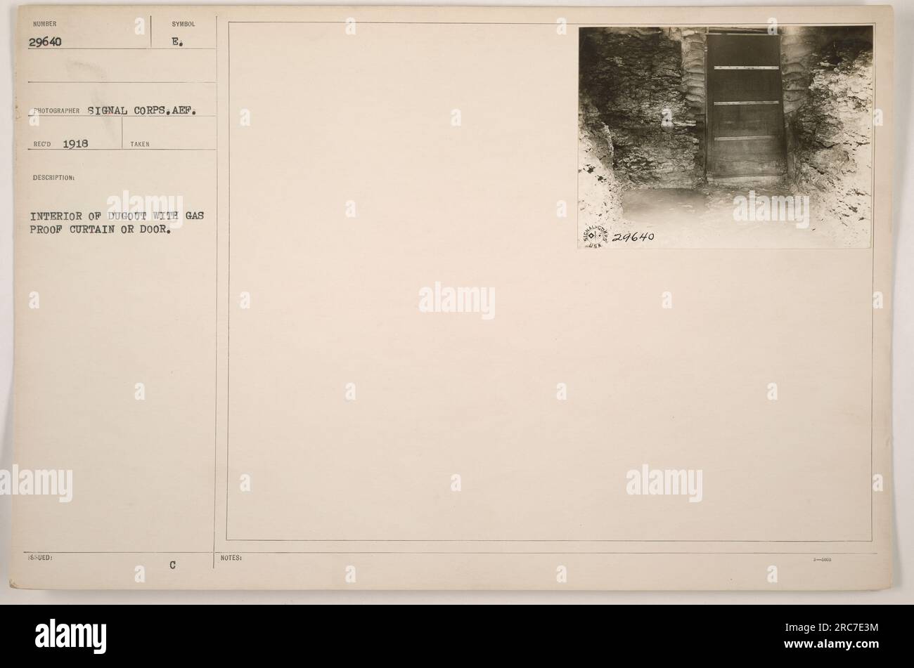 Interior view of an American military dugout during World War One, as ...