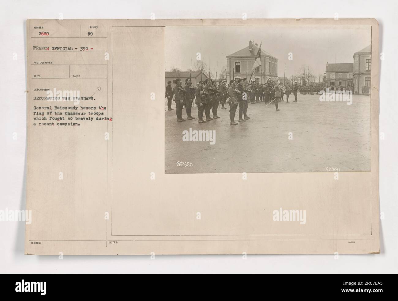 French General Boissoudy honors the flag of the Chasseur troops, known ...