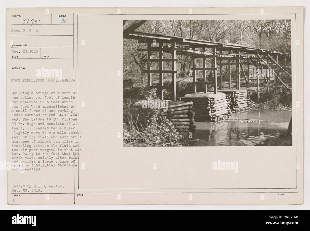 Soldiers working under the command of 2nd Lt. J.L. Salway built a ...