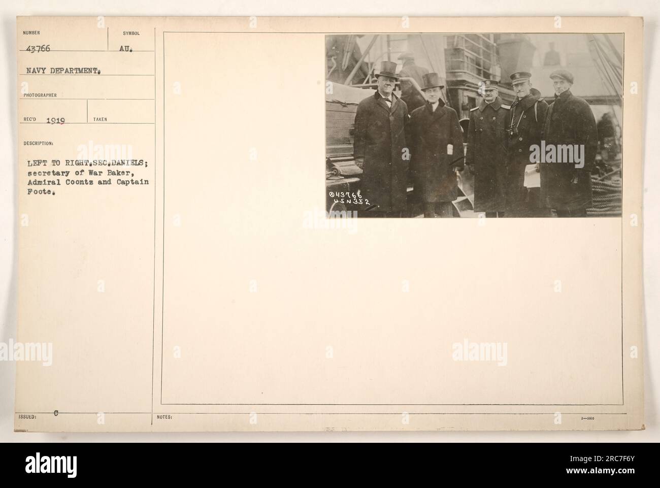 Secretary Daniels, Secretary of War Baker, Admiral Coonts, and Captain ...