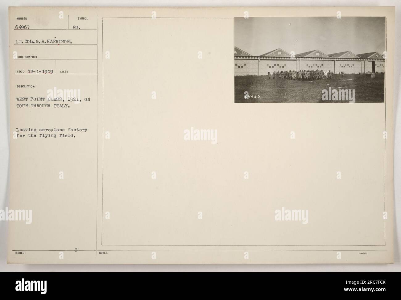 West Point Class of 1921 on a tour through Italy, photographed at an ...