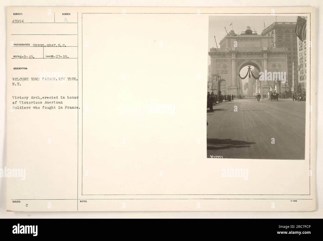 Victory Arch in New York City, built to celebrate the return of ...