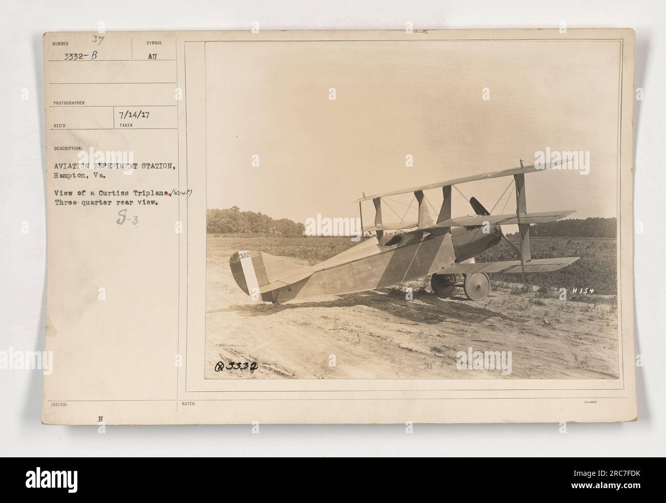 A view of a Curtiss Triplane at the Aviation Experiment Station in ...