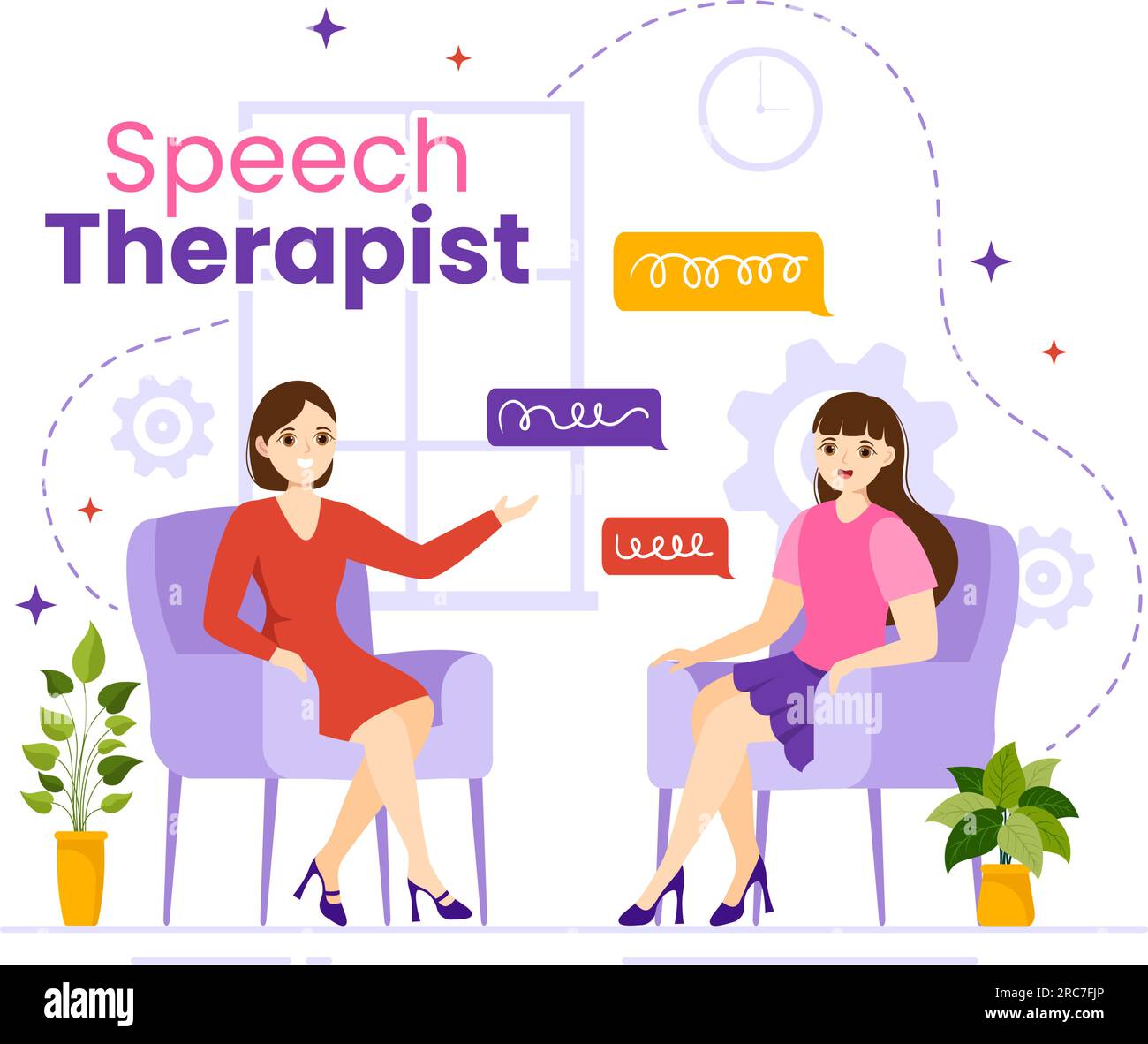 Speech Therapist Vector Illustration with People Training Basic ...