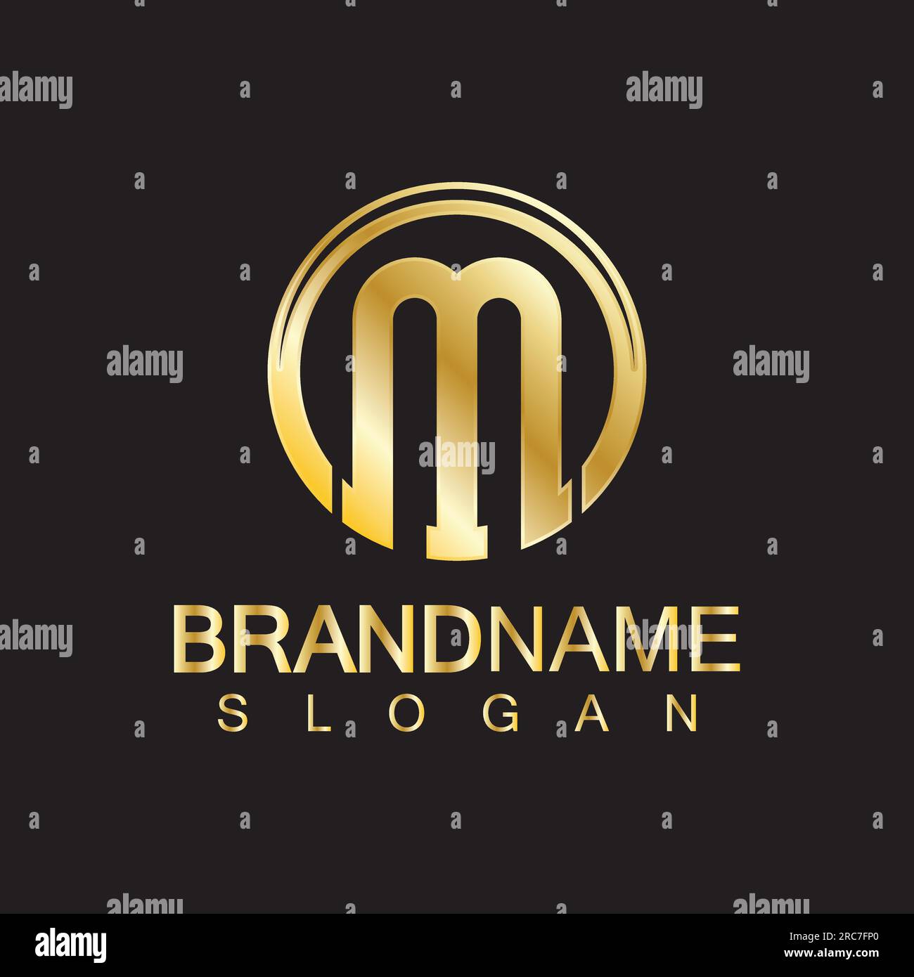 Golden Luxury Letter M Logo Vector Design- Isolated On Black Background ...