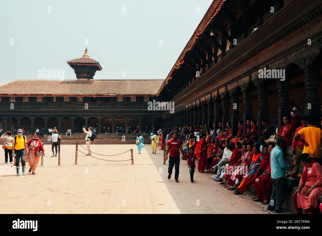 Bhaktapur, Nepal - Apr 16, 2023: Locals gathering and celebrating Biska ...