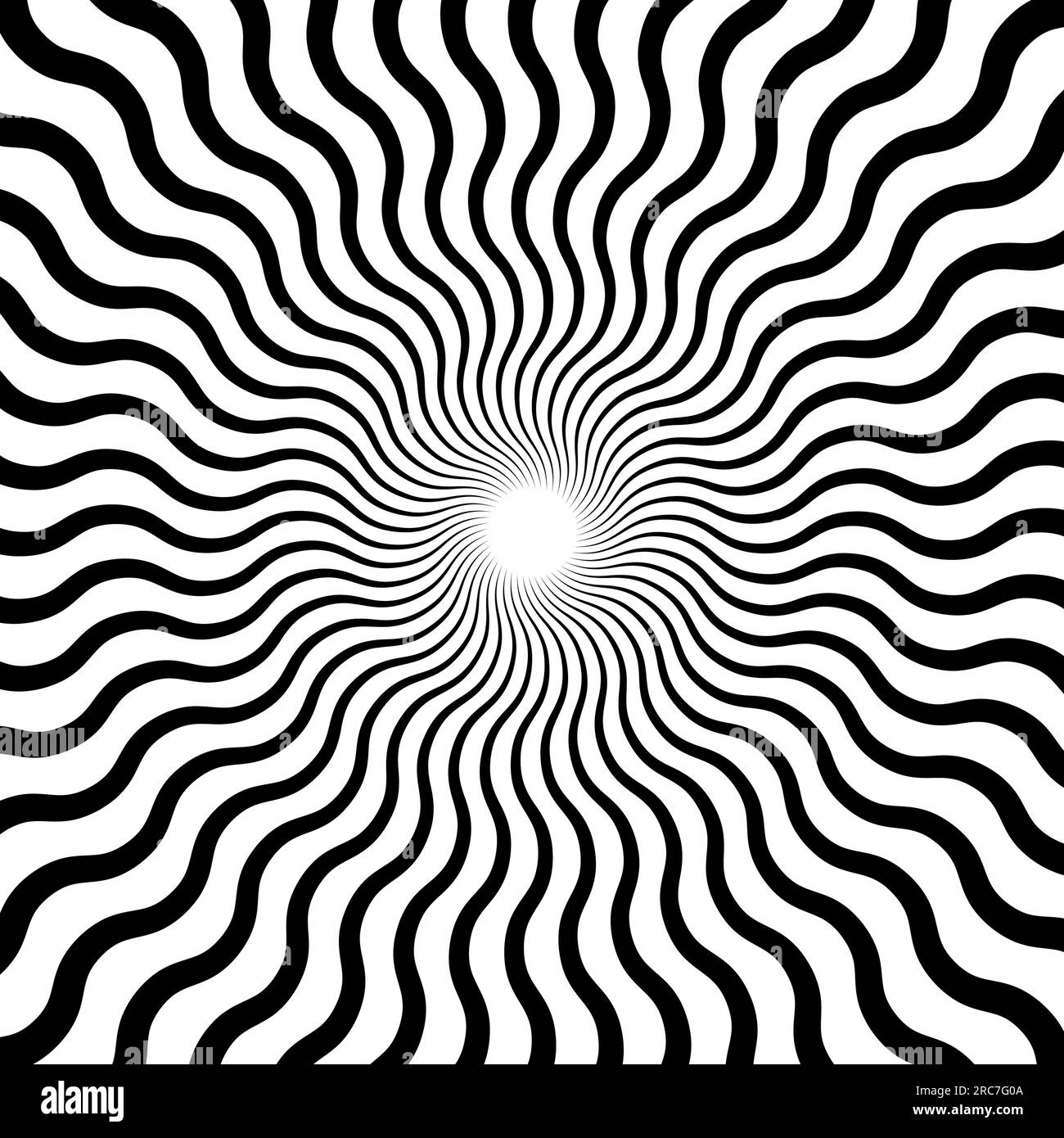 Optical illusion background. Black and white abstract distorted wavy ...
