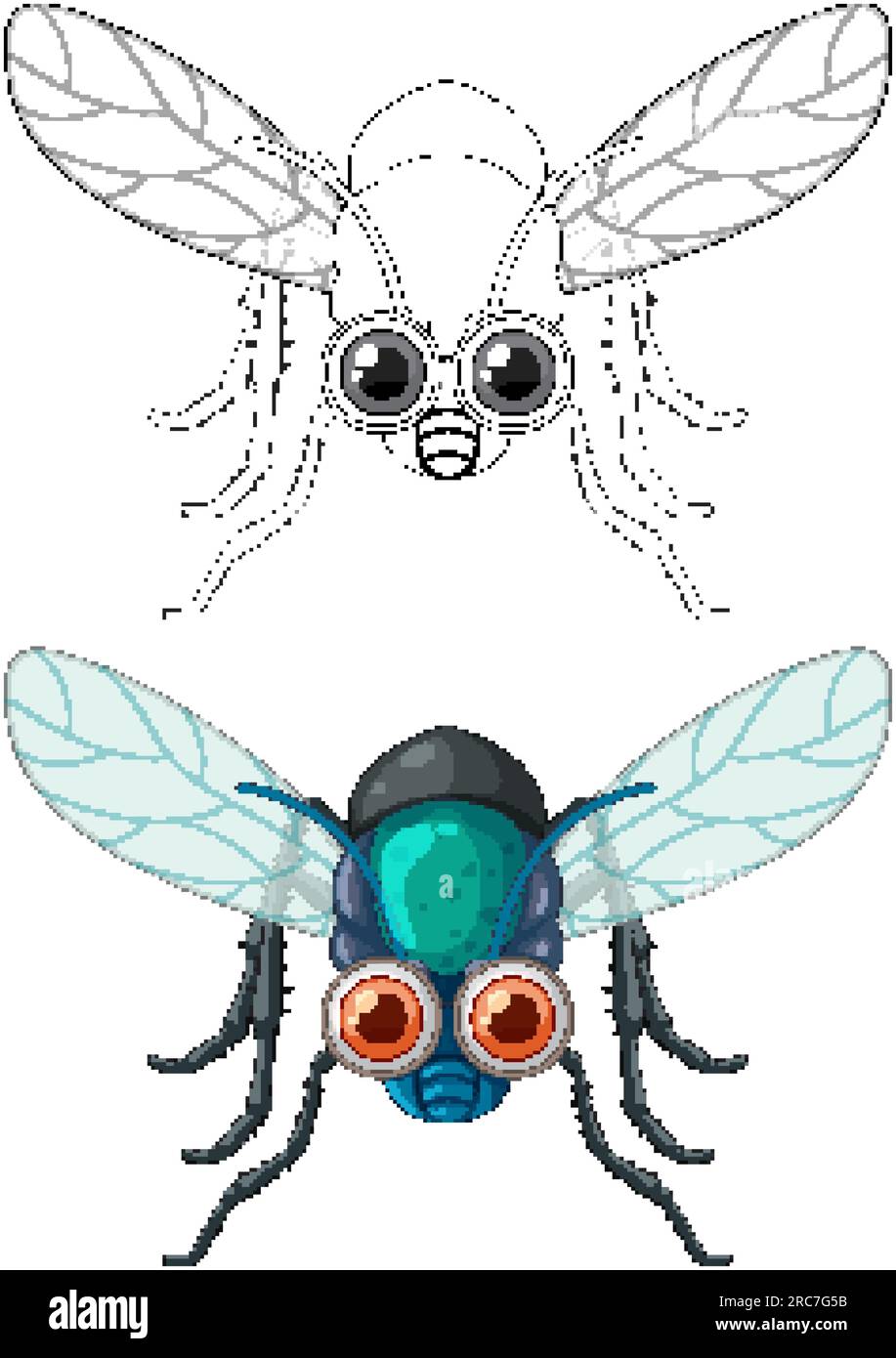 Happy fly cartoon character doodle illustration Stock Vector Image ...