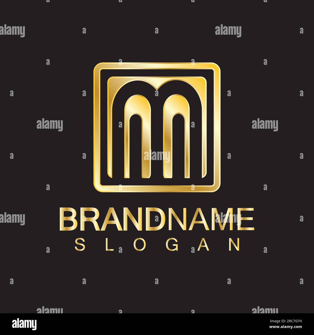 Golden Luxury Letter M Logo Vector Design- Isolated On Black Background ...