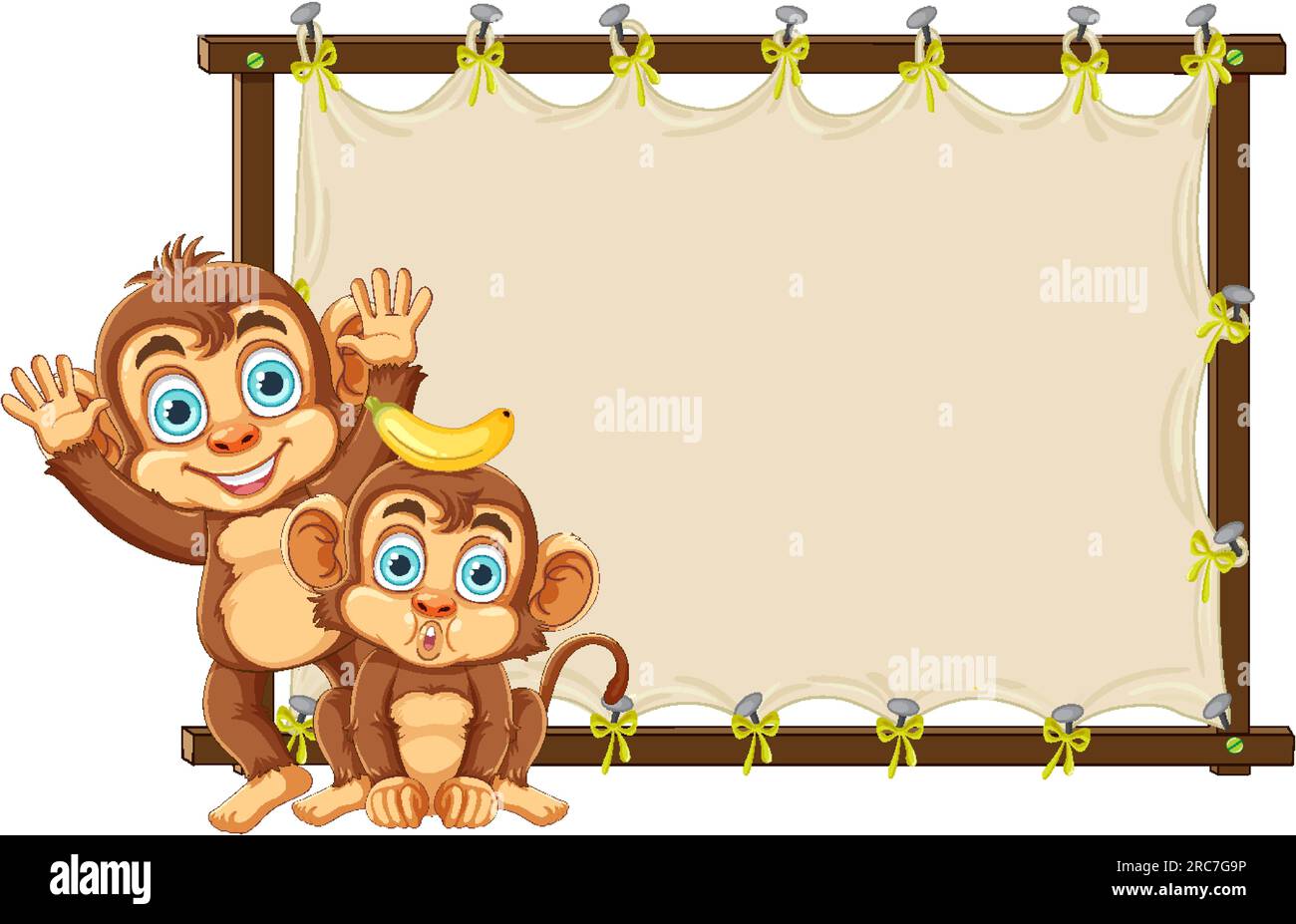 Cute Monkey with Empty Board illustration Stock Vector Image & Art - Alamy