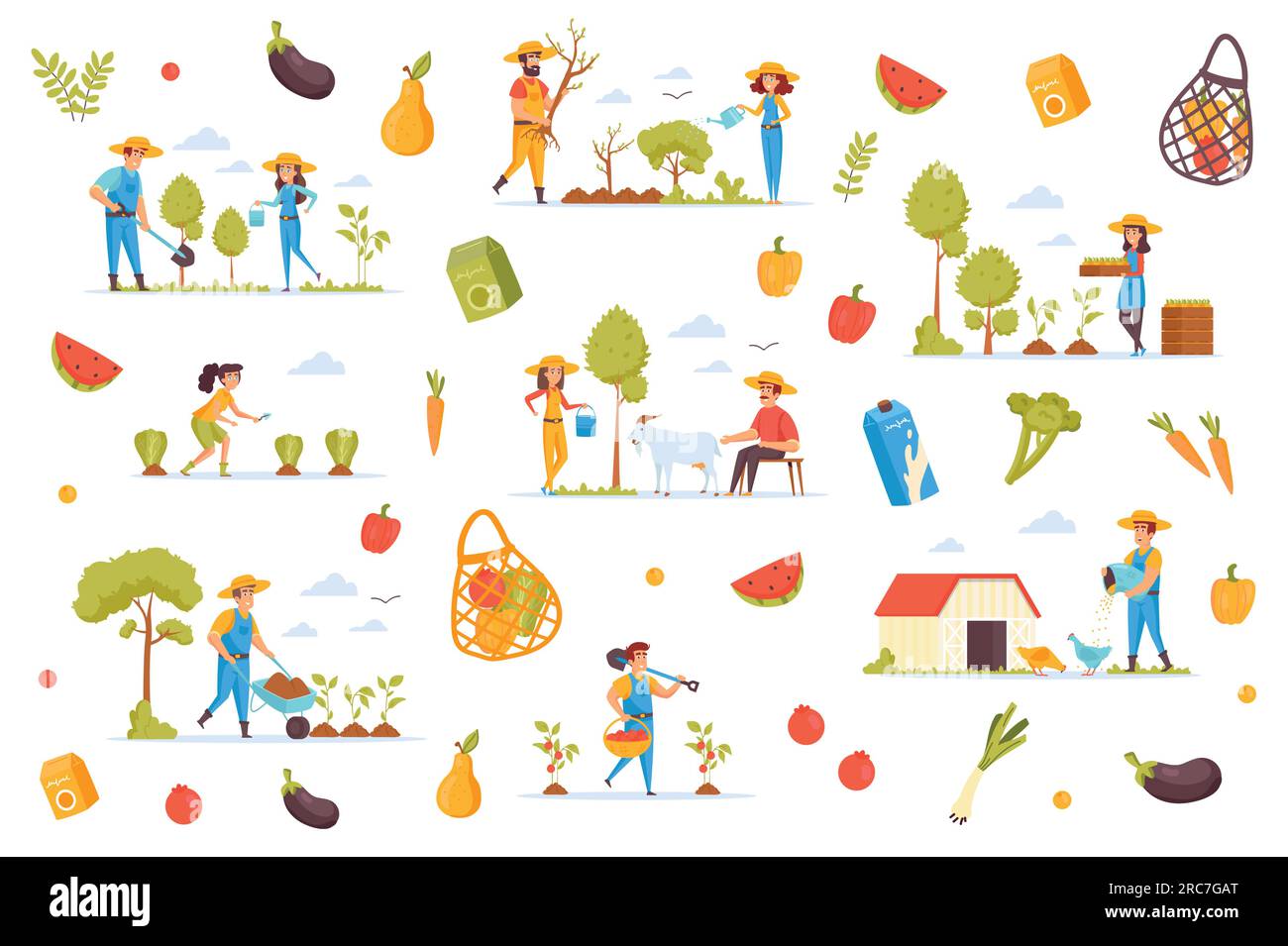 Farmer planting seedlings organic farm Cut Out Stock Images & Pictures ...