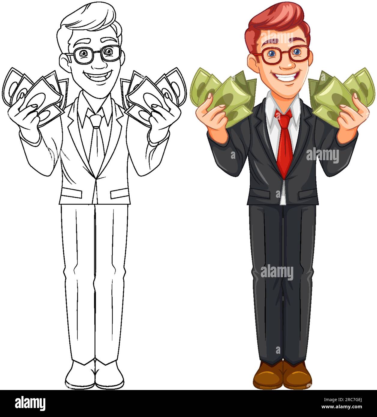 Youth business man holding money illustration Stock Vector Image & Art ...