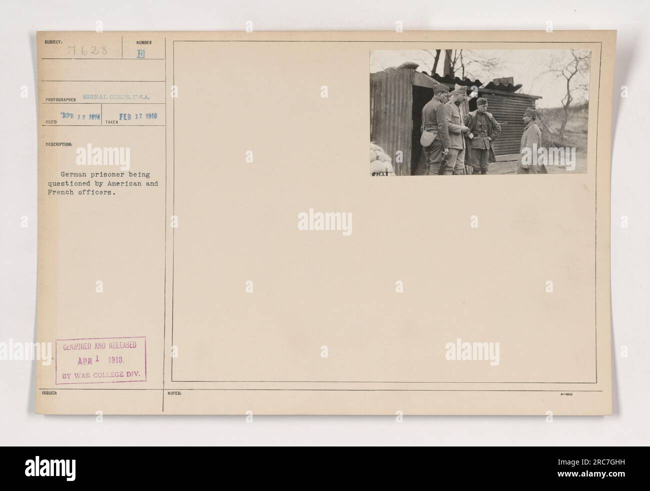 German prisoner of war being interrogated by American and French ...