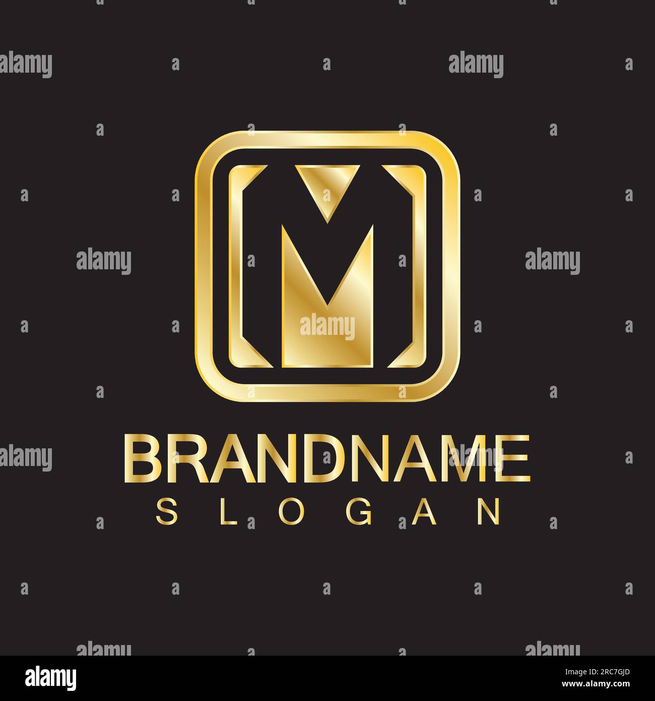 Golden Luxury Letter M Logo Vector Design- Isolated On Black Background ...