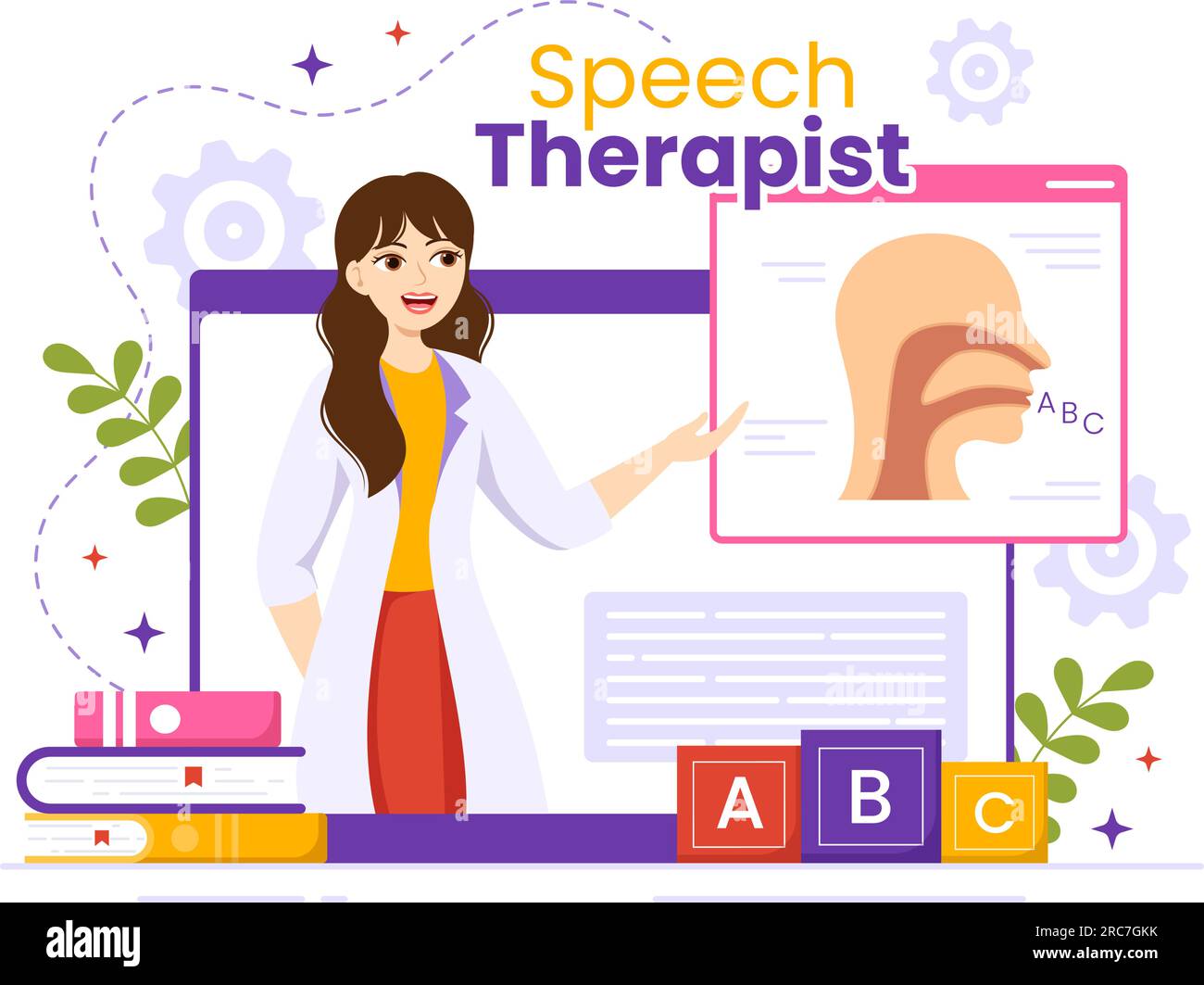 Speech Therapist Vector Illustration with People Training Basic ...