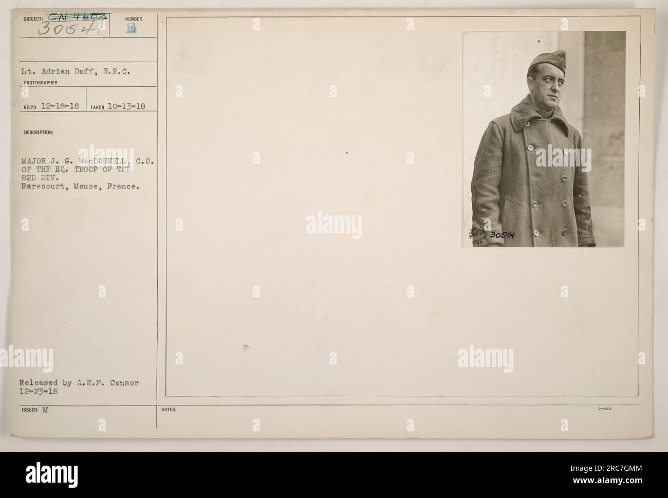 Lt. Adrian Duff captured this image of Major J. G. MacDonnell ...