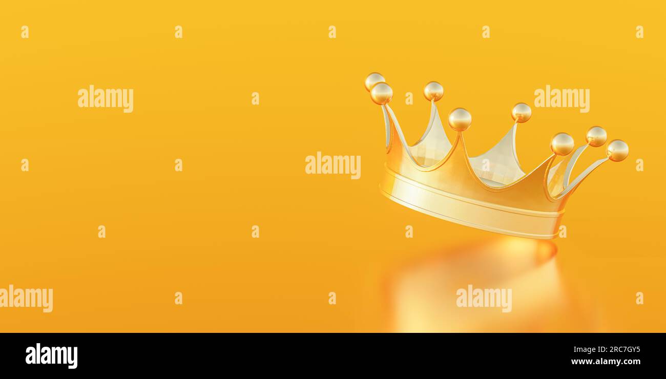 Shiny gold crown on bright yellow background. King's Day. golden crown ...