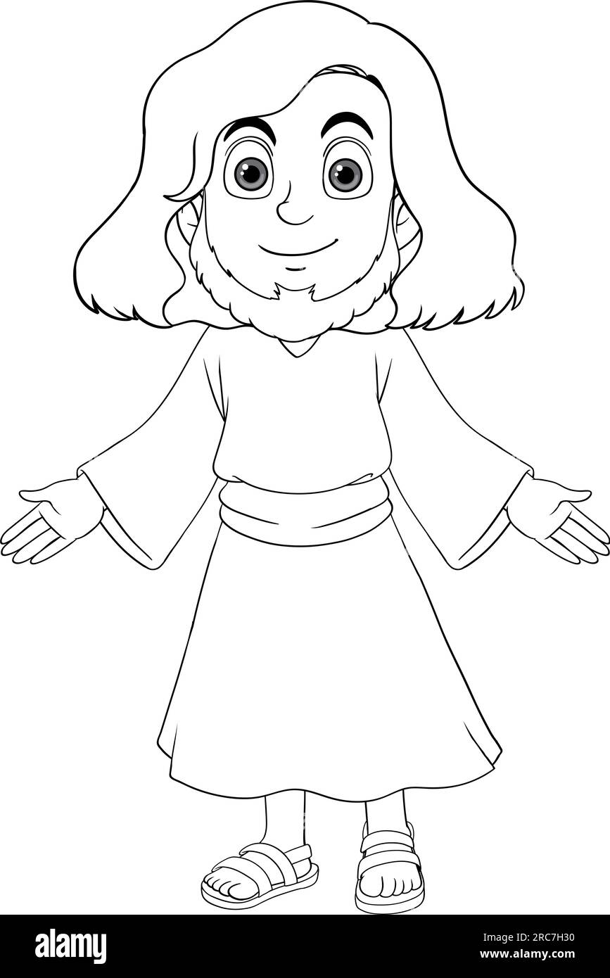 Jesus Christ Outline for Colouring illustration Stock Vector Image ...