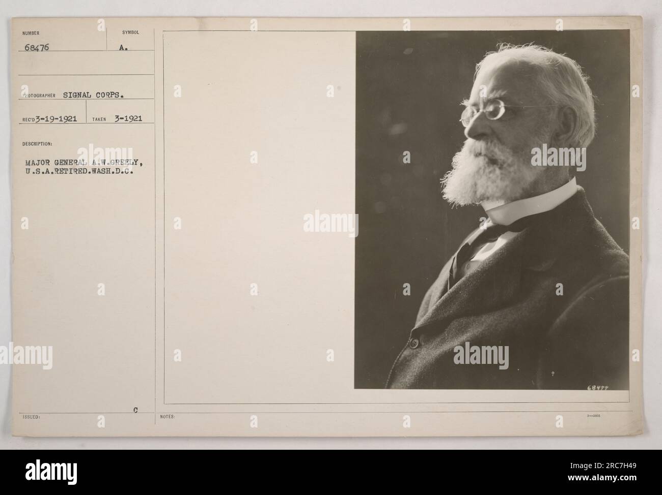 Major General A.W. Greely, U.S.A. Retired, photographed in Washington ...