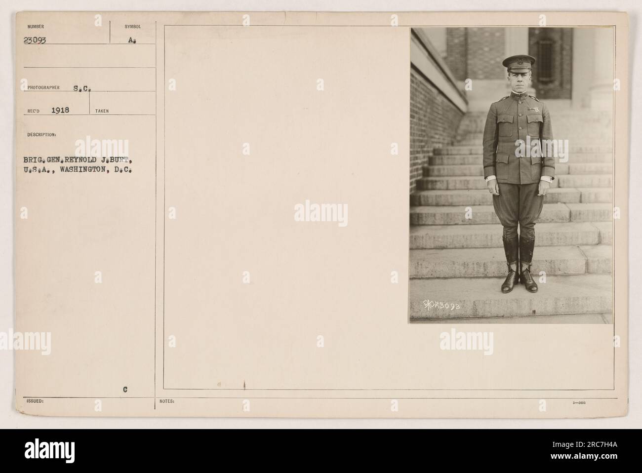 Brigadier General Reynolds J. Burt of the U.S. Army, based in ...