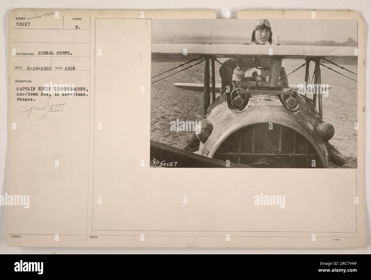 Captain Eddie Rickenbacker, an American Ace, photographed in his ...