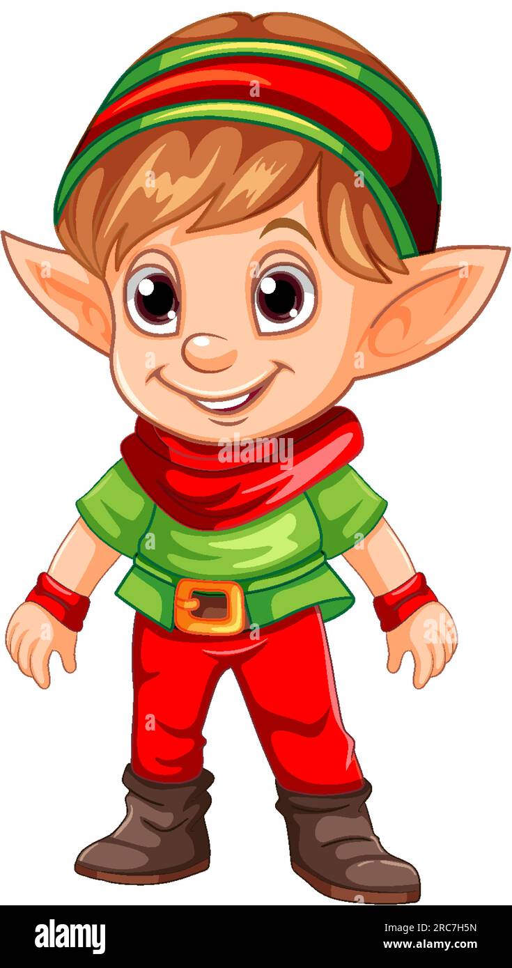 Cute Chrustmas eld cartoon character illustration Stock Vector Image ...
