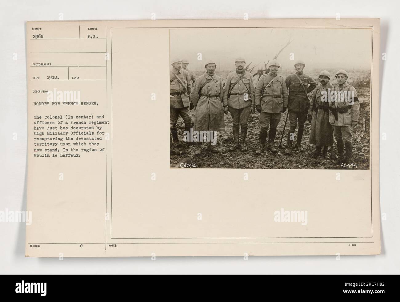 French regiment officers being decorated by high military officials for ...