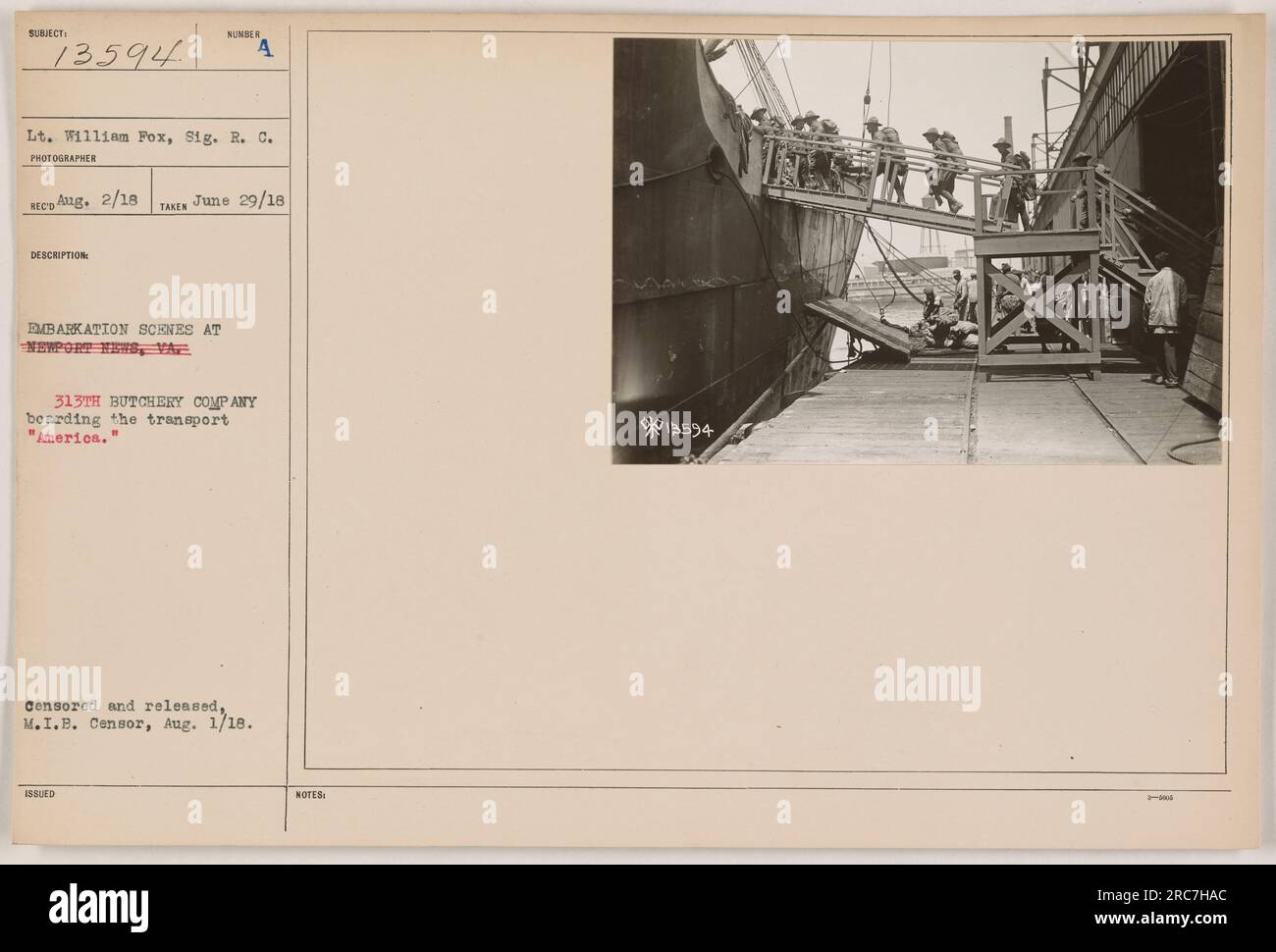 Soldiers of the 313th Butchery Company boarding the transport ship ...