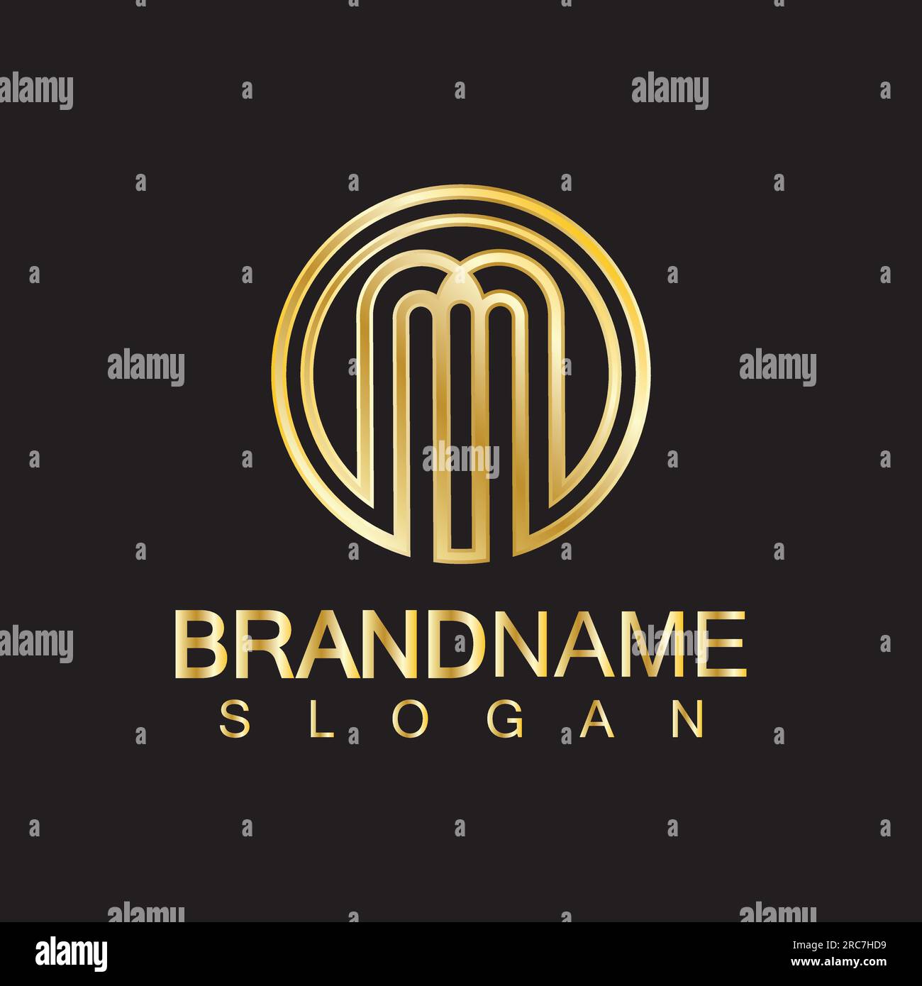 Golden Luxury Letter M Logo Vector Design- Isolated On Black Background ...
