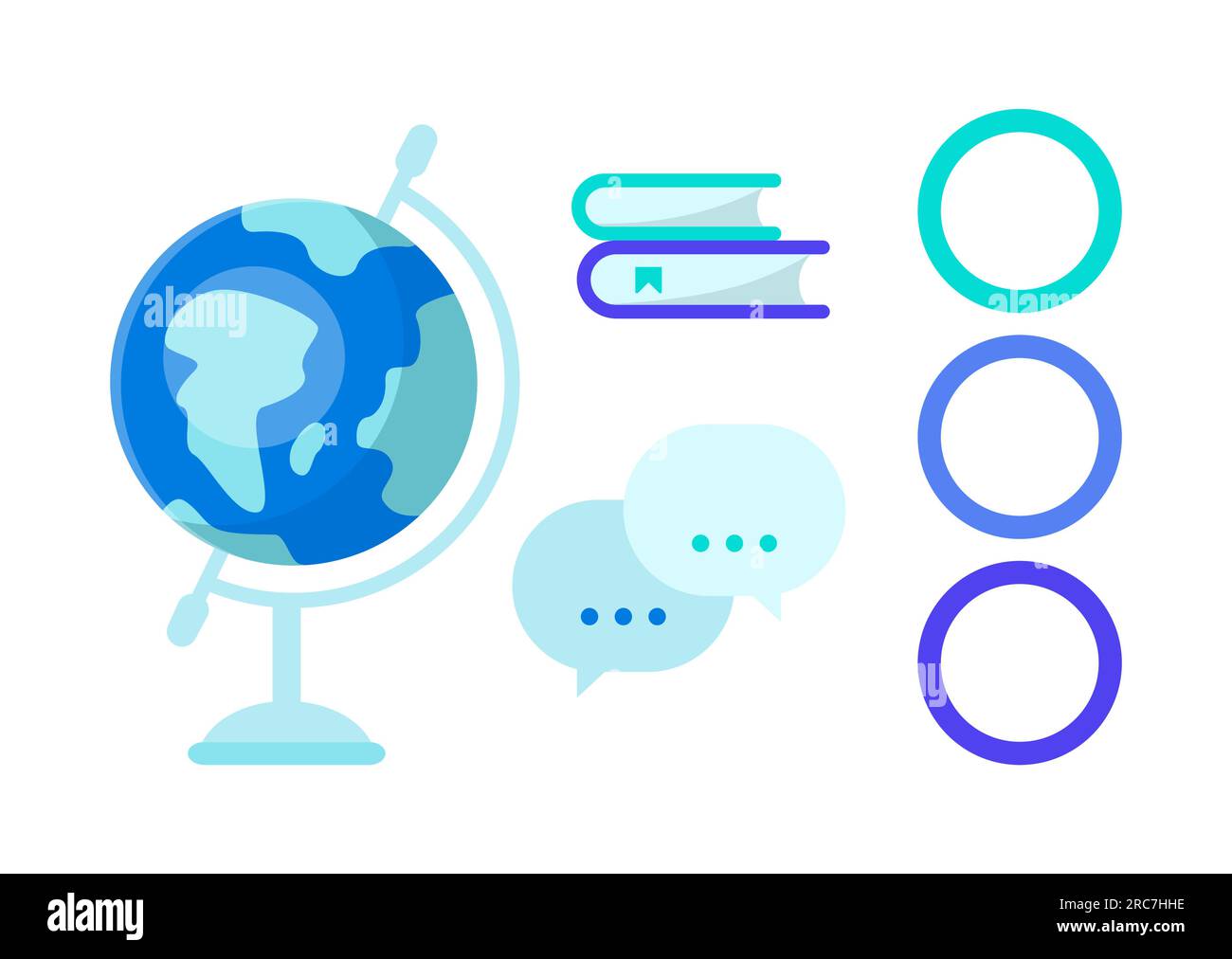 School class learning blue infographic chart design element set Stock ...