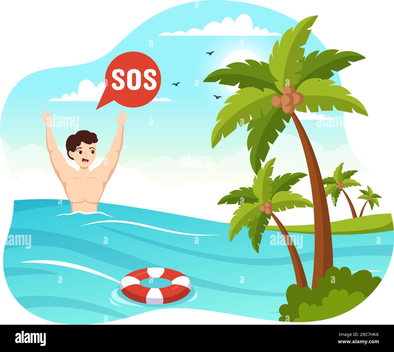 SOS Message Vector Illustration with People Who Need Emergency ...