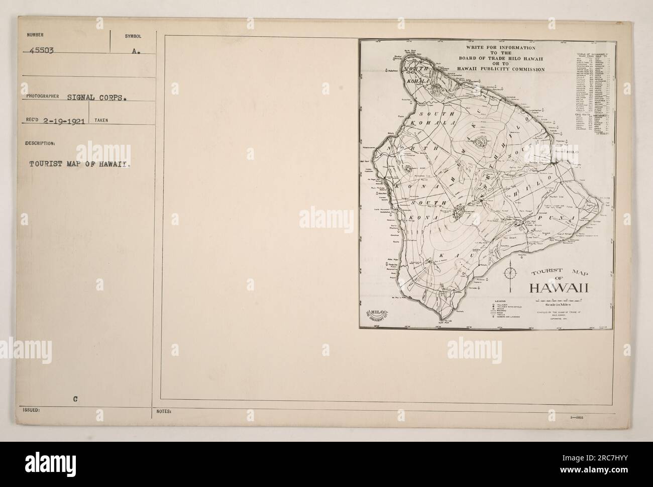 "Tourist Map of Hawaii issued by A. Hilos Kon, South Kona. This map ...