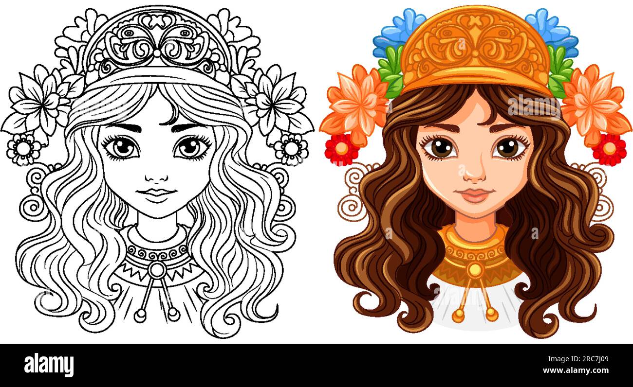 Beautiful woman portrait isolated doodle outline illustration Stock ...