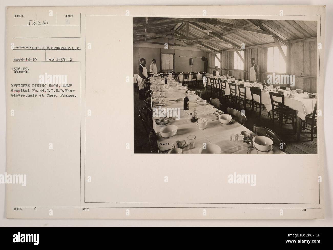 Officers dining room at Camp Hospital No. 44 near Gievre, Loire et Cher ...