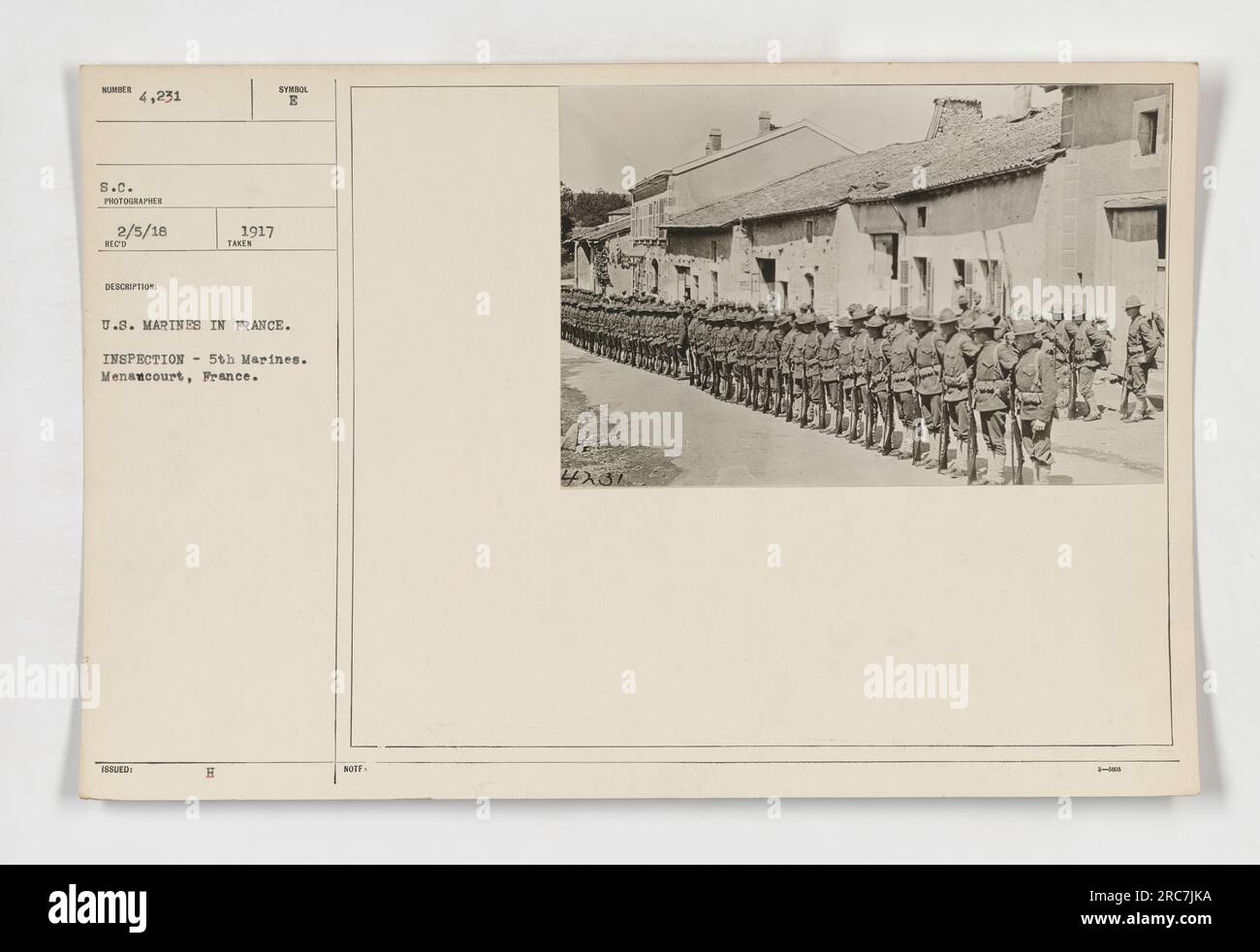 U.S. Marines of the 5th Marines division in Menancourt, France ...