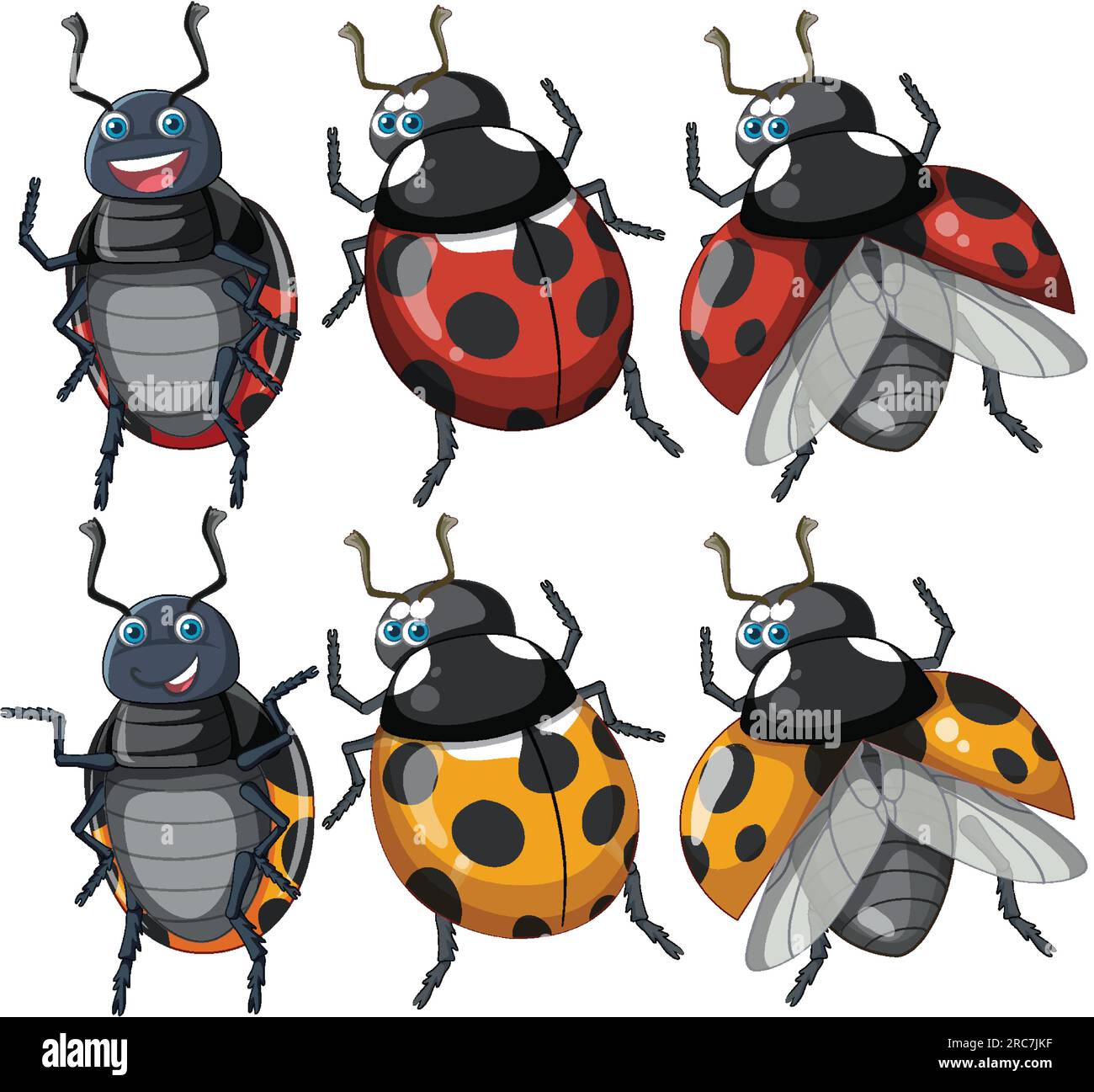 Set of ladybug cartoon character illustration Stock Vector Image & Art ...