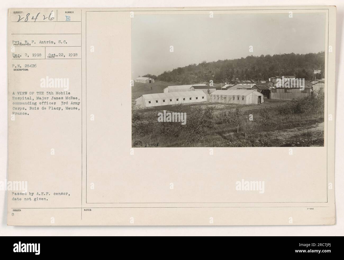 The image shows the 5th Mobile Hospital in Bois de Placy, Meuse, France ...