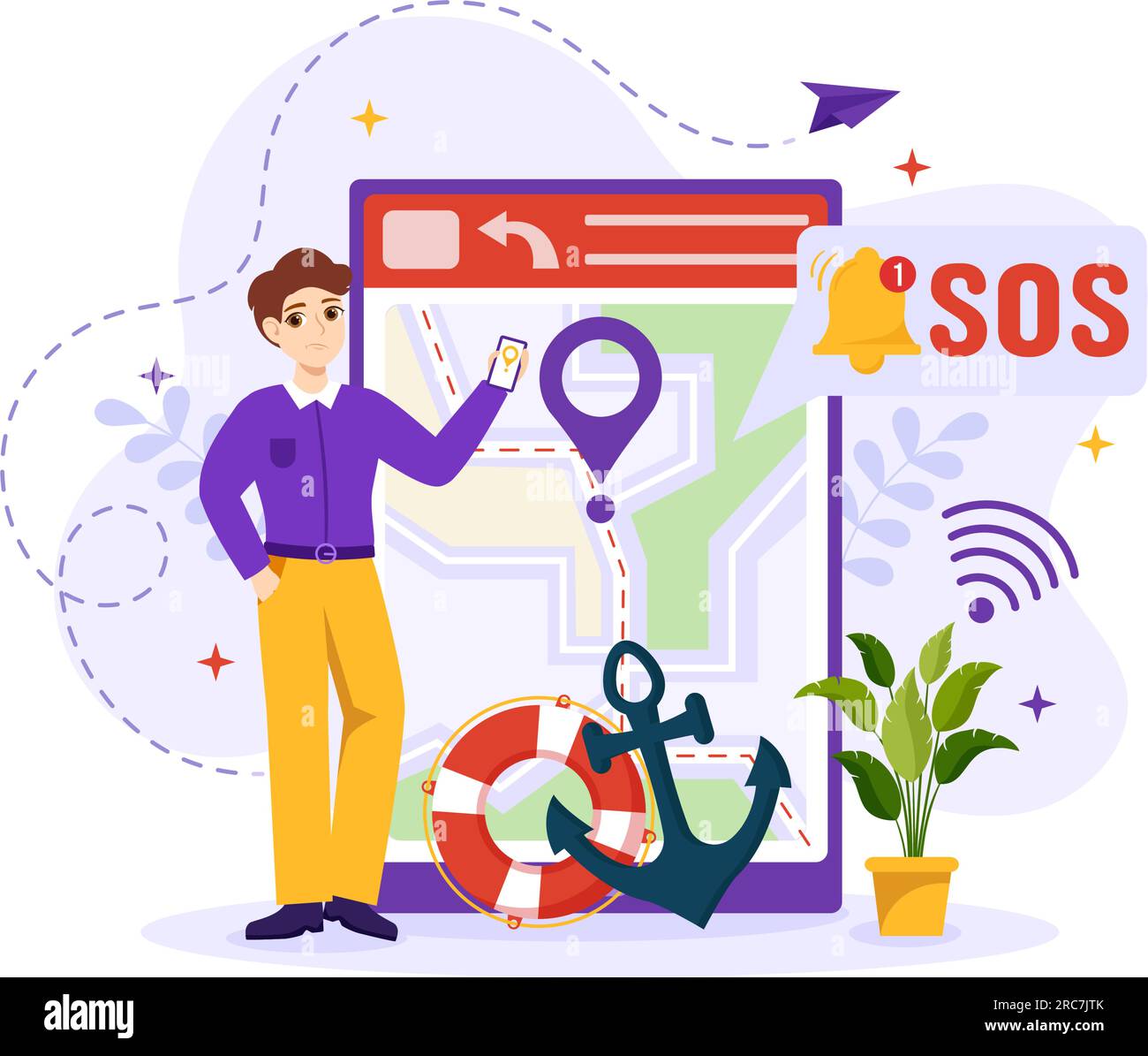 SOS Message Vector Illustration with People Who Need Emergency ...