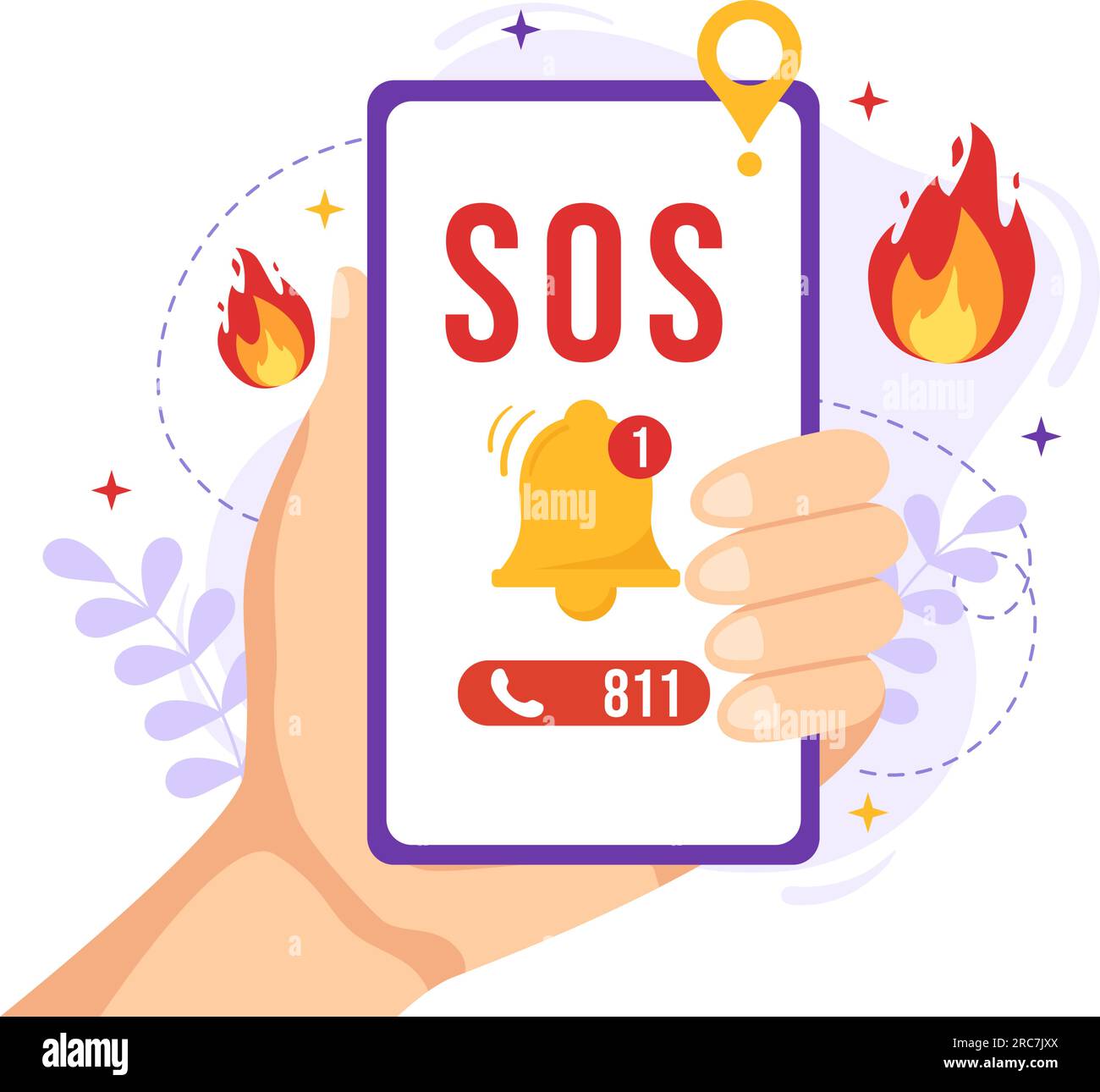 SOS Message Vector Illustration with People Who Need Emergency ...