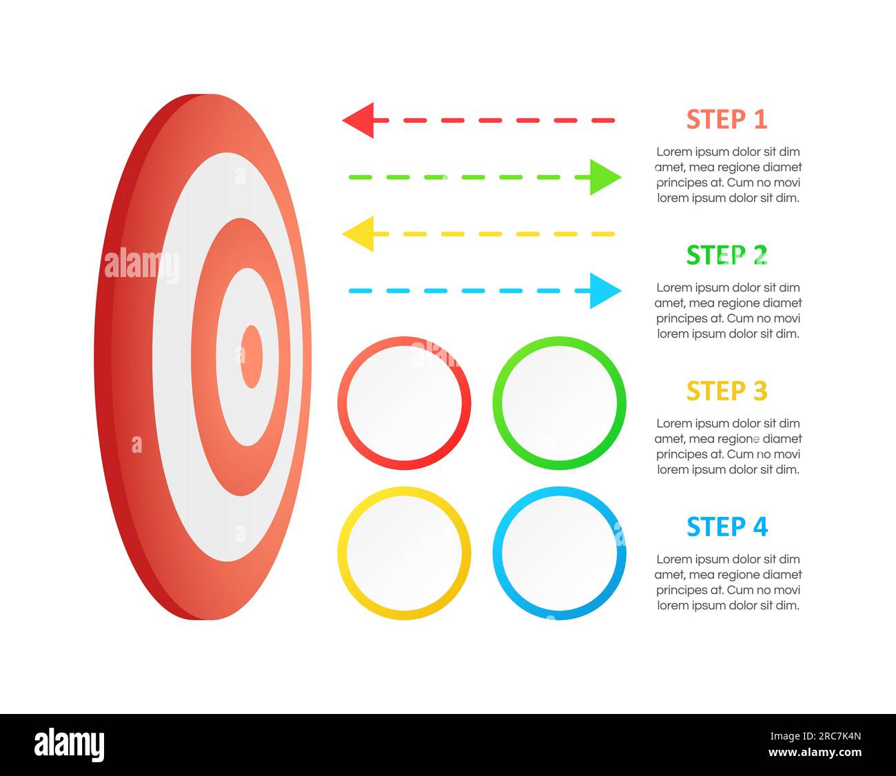 Red shooting target with arrows infographic chart design element set ...