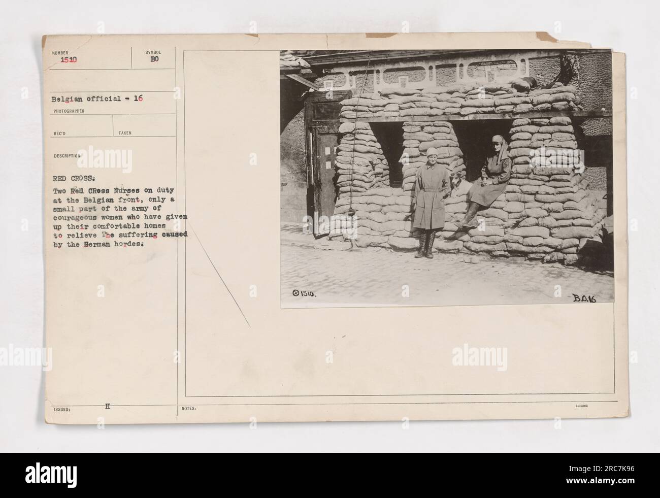 Two Red Cross Nurses on duty at the Belgian front, providing healthcare ...