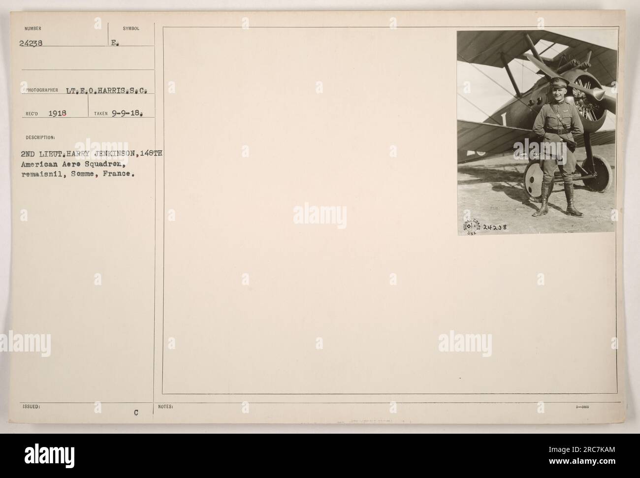 Lt. E.O. Harris took this photograph of 2nd Lt. Harry Jenkinson from ...