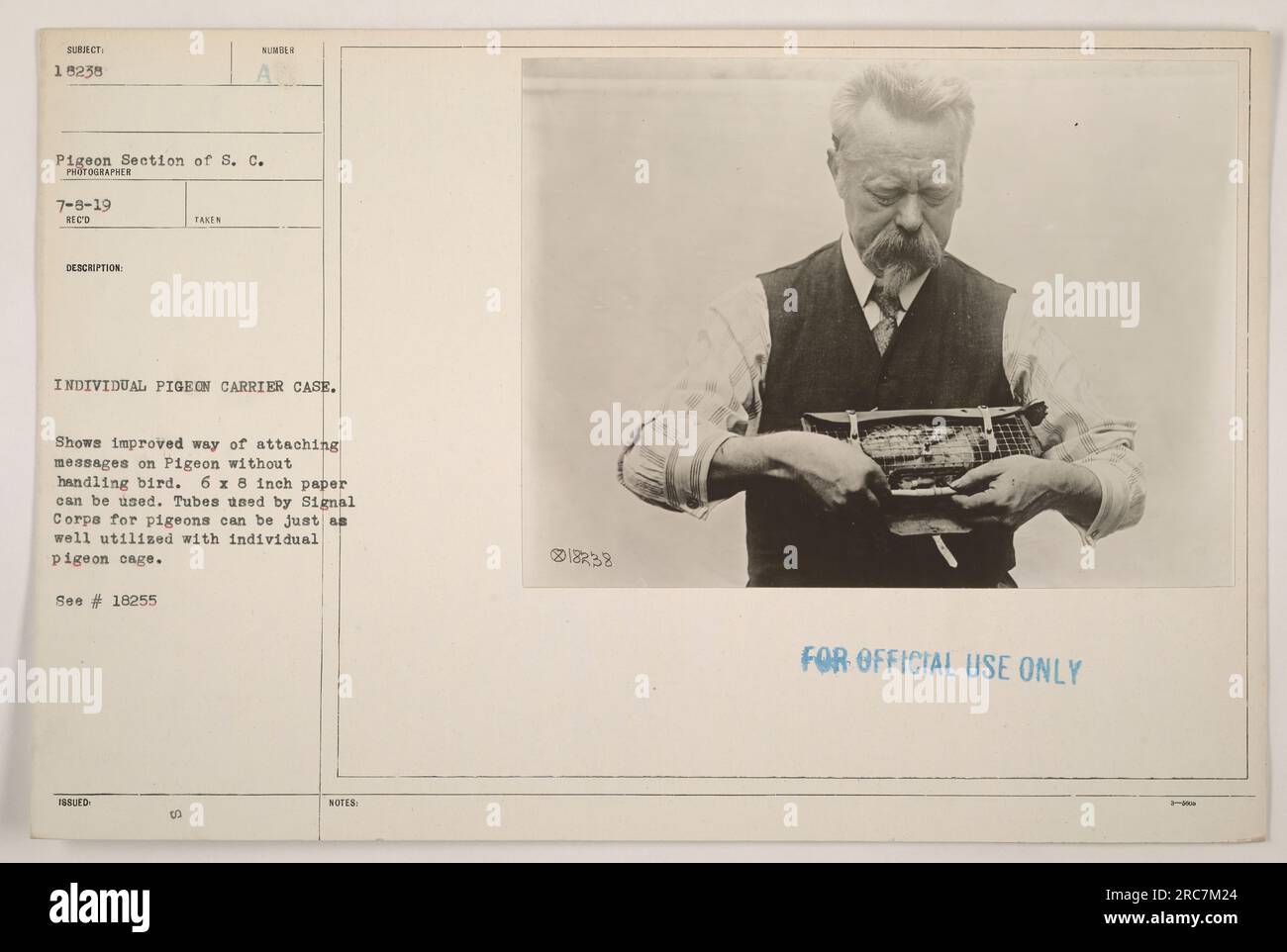 A photograph taken on July 8, 1919, showing an improved method of ...