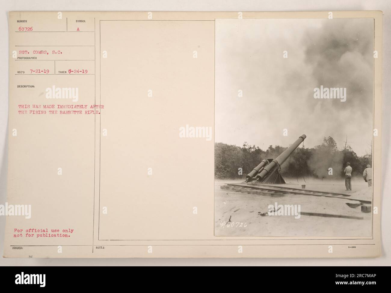 Soldiers conducting firing drills with the Barbette Rifle number 60726 ...