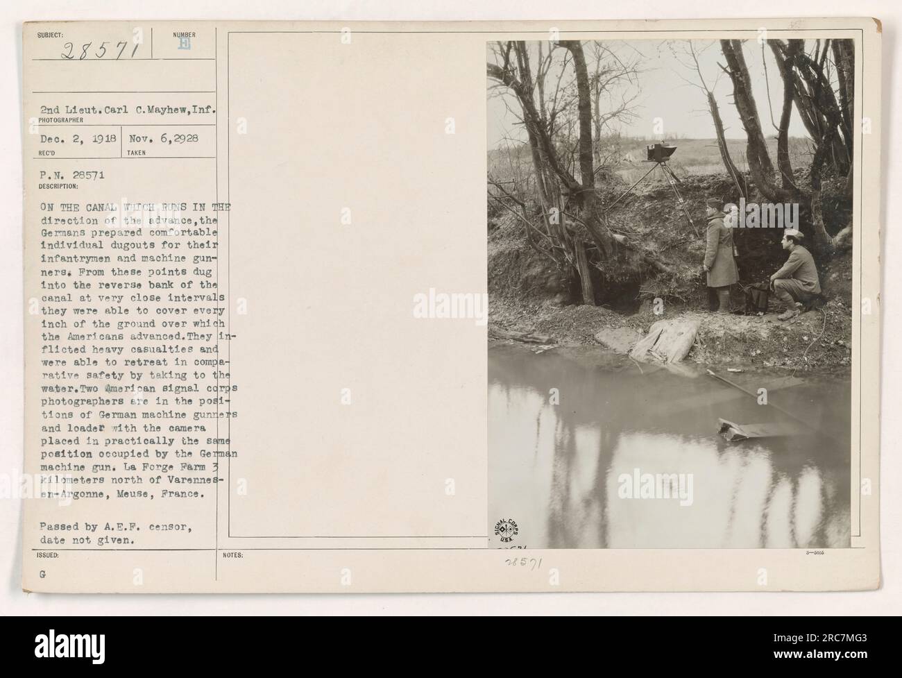 "German machine gun positions along a canal, November 1918. The Germans ...