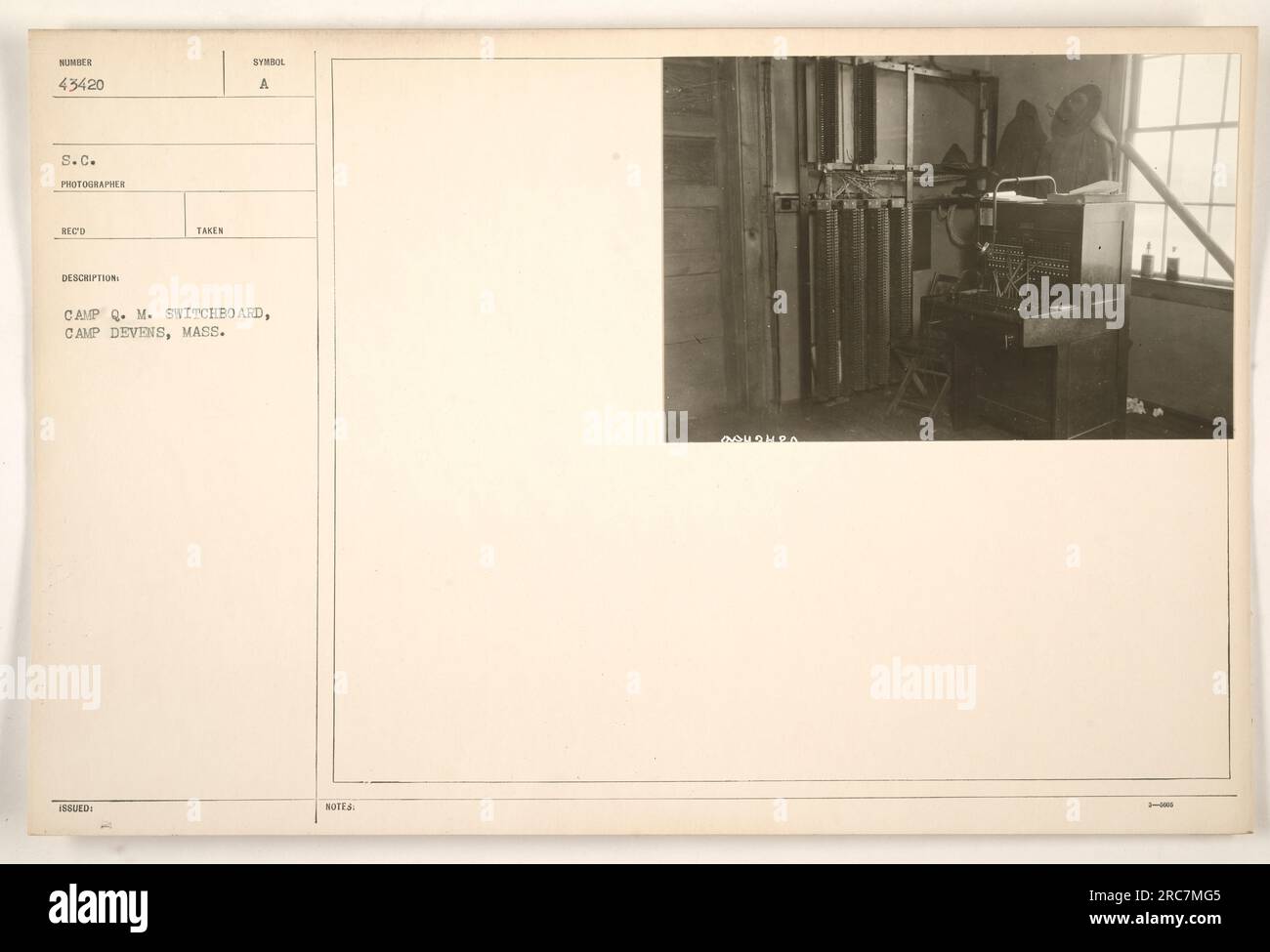 Soldier operating a switchboard at Camp Devens in Massachusetts. The ...