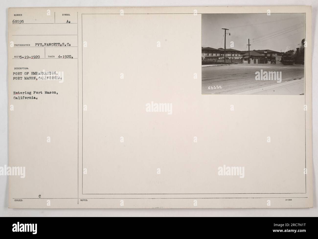 Soldiers entering Fort Mason, California, which was the port of ...