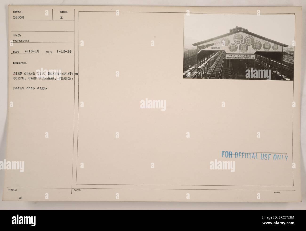 21st Grand Div. Transportation Corps, Camp Pullman, France. The image ...