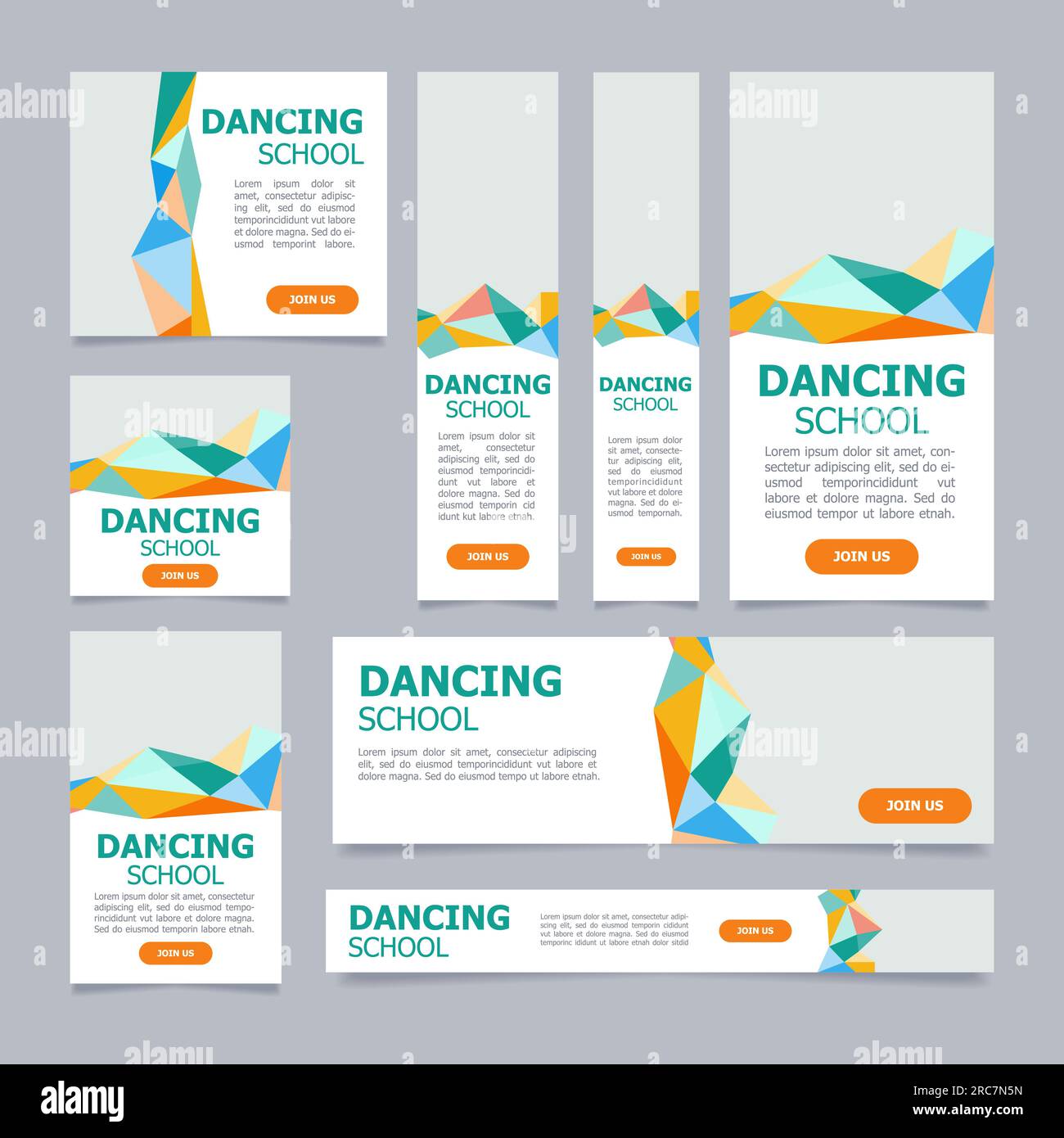 Dance school trainings presentation web banner design template Stock ...