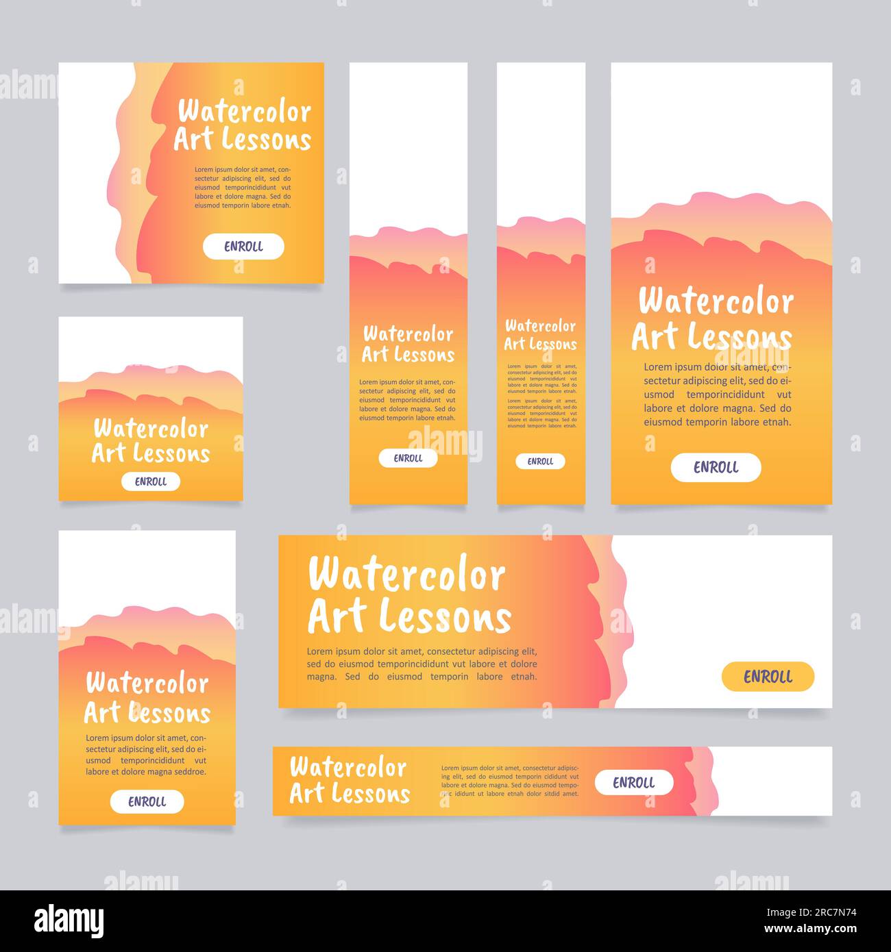 Watercolor art class web banner design template Stock Vector Image ...